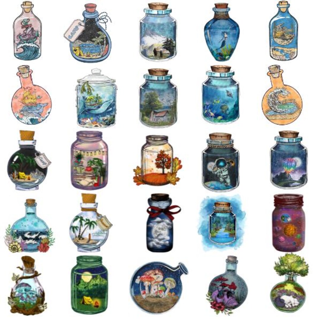 World in a Jar Png Bundle, Landscape Graphics, Magic Jar, Wanderlust ...
