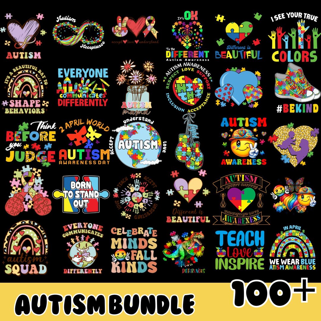 100 Autism Png Bundle, Autism Graphics, Awareness Png, Positive Vibes ...