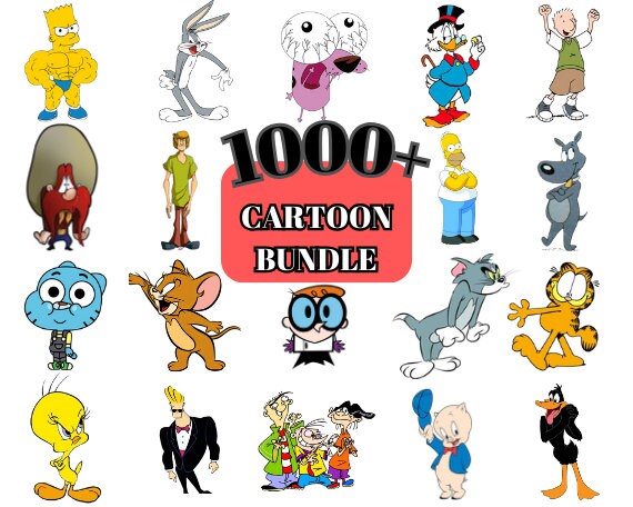 1000 Cartoon Characters SVG and PNG, Cartoons Mega Bundle, 90s Cartoon ...