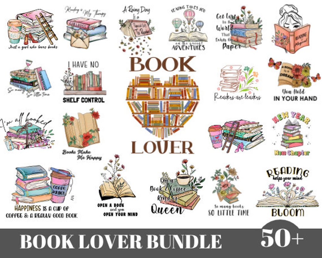 Book Lover Bundle, Floral Books PNG, Books Pngs, Book Lover Designs ...