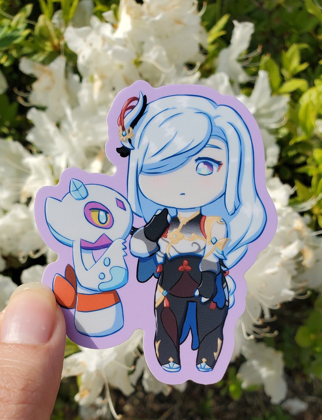 Shenhe Froslass Genshin X Pokemon Sticker Vinyl Waterproof | Cute Anime ...