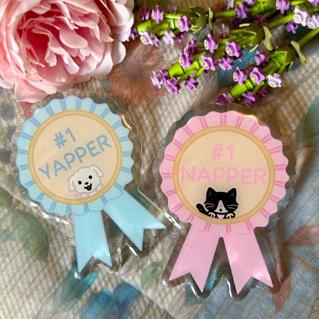 Number One Yapper and Napper Glitter Epoxy Acrylic Pin Badge | Cute ...
