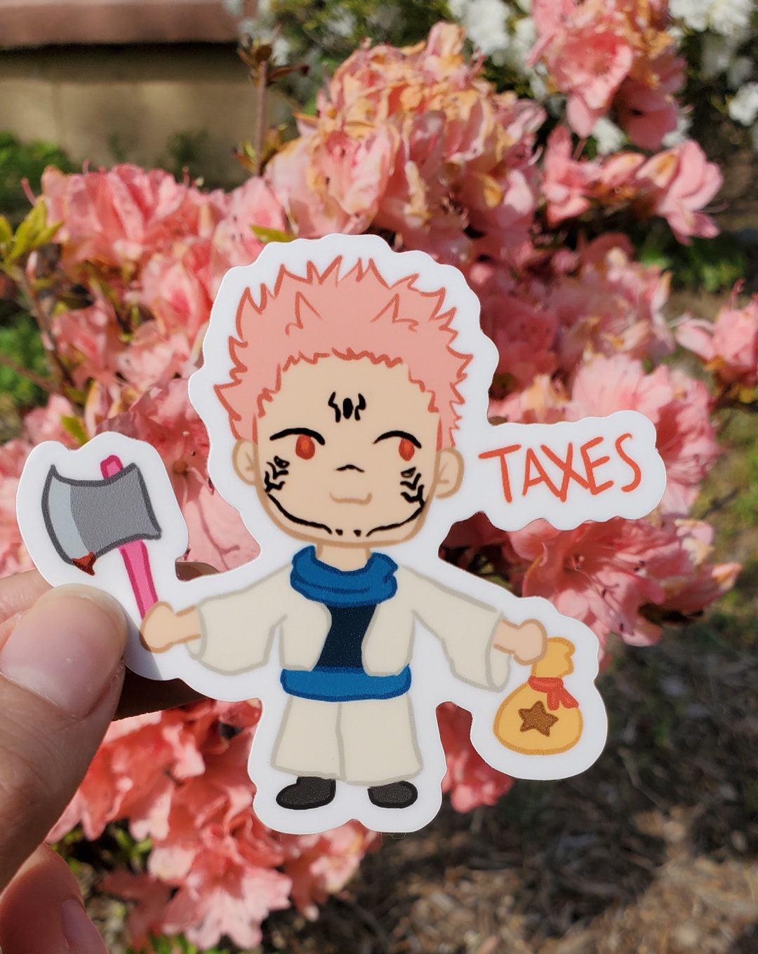 Cursed Sukuna JJK Taxes Sticker Vinyl Waterproof | Animal Crossing ...