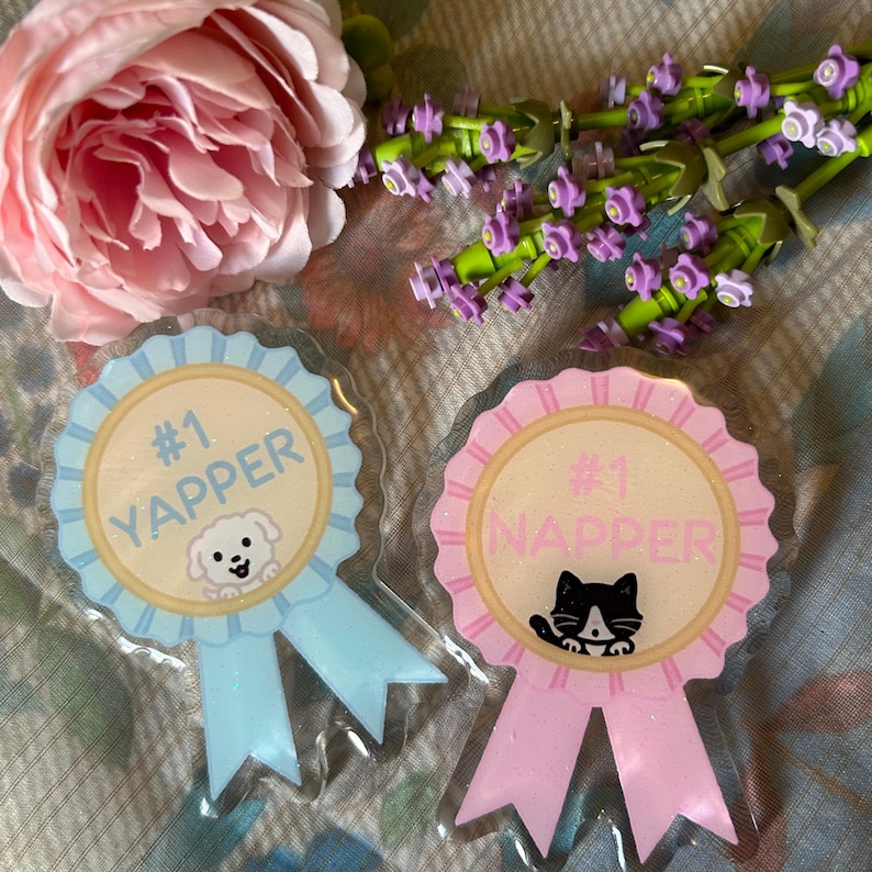 Number One Yapper and Napper Glitter Epoxy Acrylic Pin Badge | Cute ...