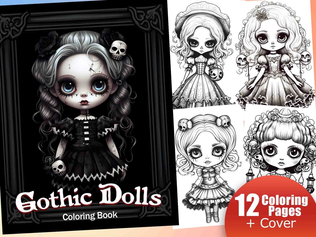 Gothic Dolls Coloring Book Instant Download File PDF Coloring - Etsy