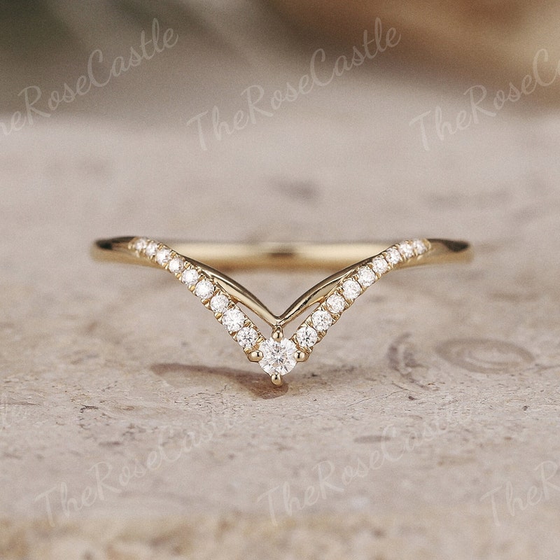 Gold Chevron Wedding Band - Etsy