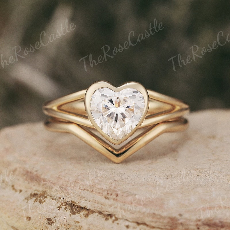 Heart Wedding Rings - Etsy