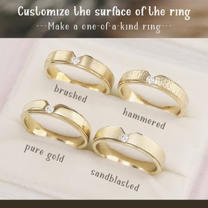 2pcs Two Tone Couple Ring Solid Gold Mens Wedding Band Mixed Metals ...