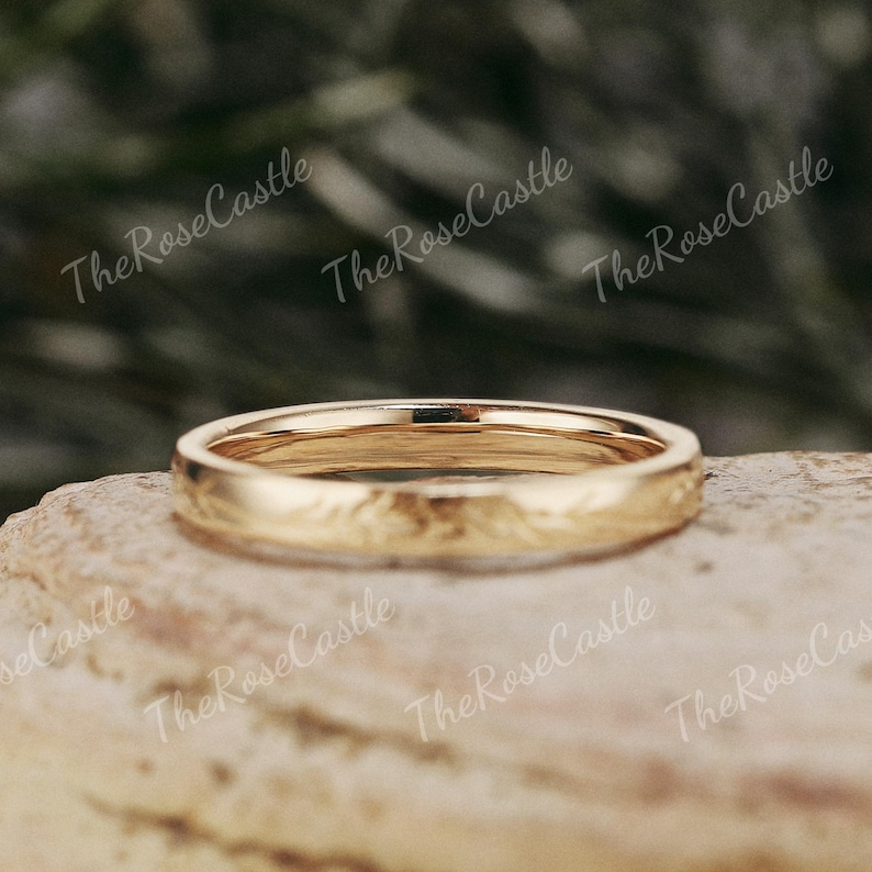 2.5MM Leaf Engraving Wedding Band Unique Hand Engraved Wedding Band ...