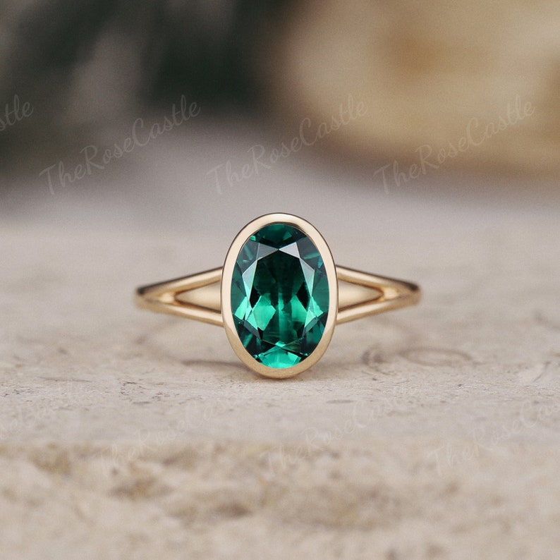 Unique Emerald Engagement Ring Art Deco Oval Emerald Ring - Etsy