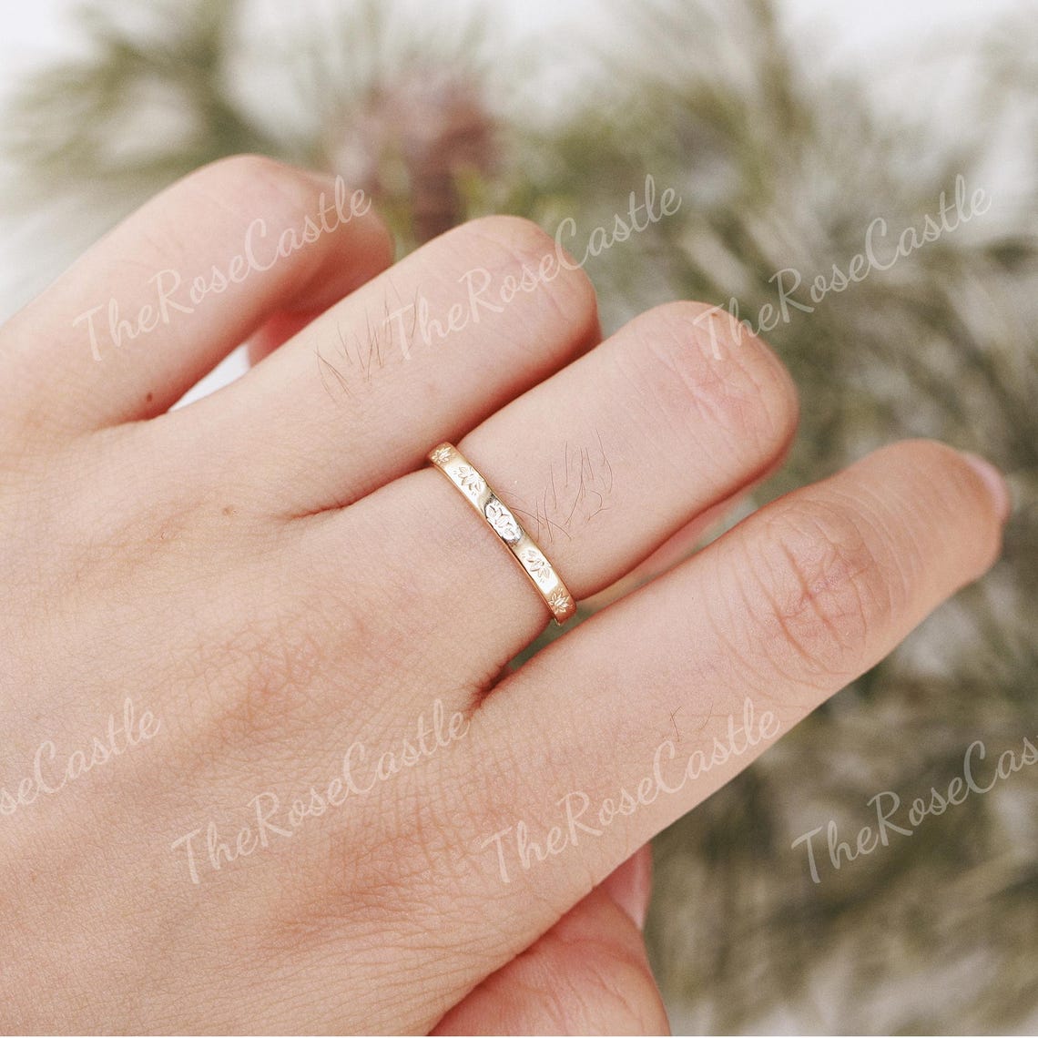 Lotus Flower Wedding Band Solid Gold Lotus Symbol engraving Wedding ...