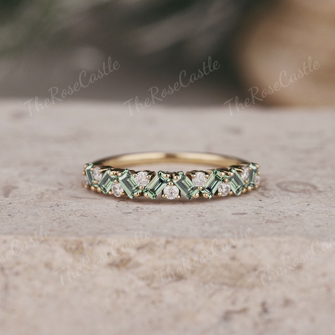 Unique Teal Sapphire Ring Teal Sapphire Wedding Band Gold Rings Art ...