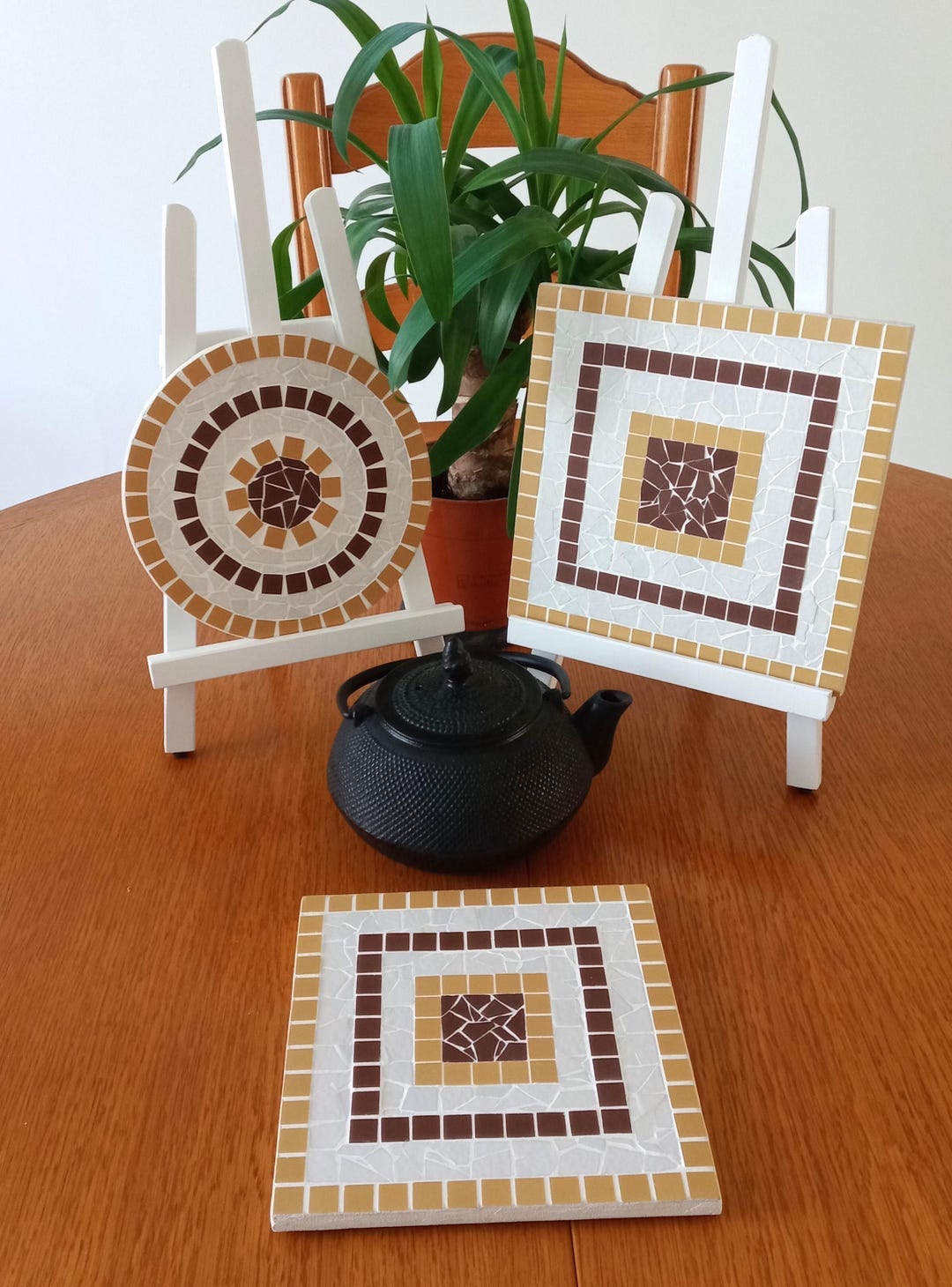 Mini Collection of Round and Square Mosaic Trivets - Etsy UK