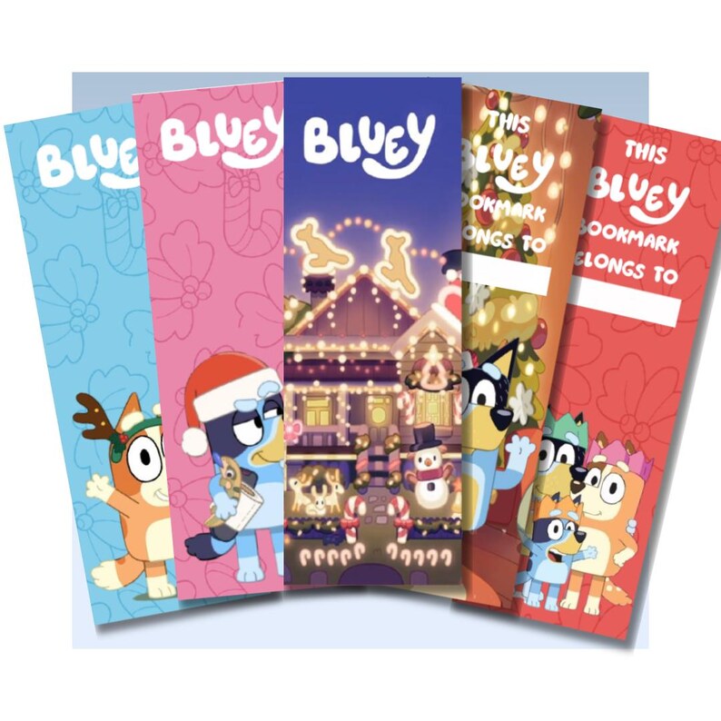Bluey Christmas Bookmarks Download - Etsy