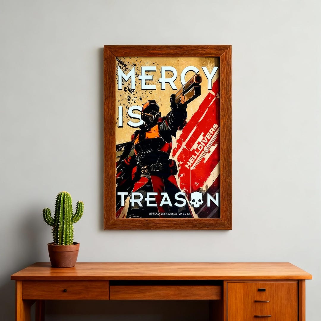 Helldivers Fan Art Poster Mercy is Treason Propaganda Style Gaming Wall ...
