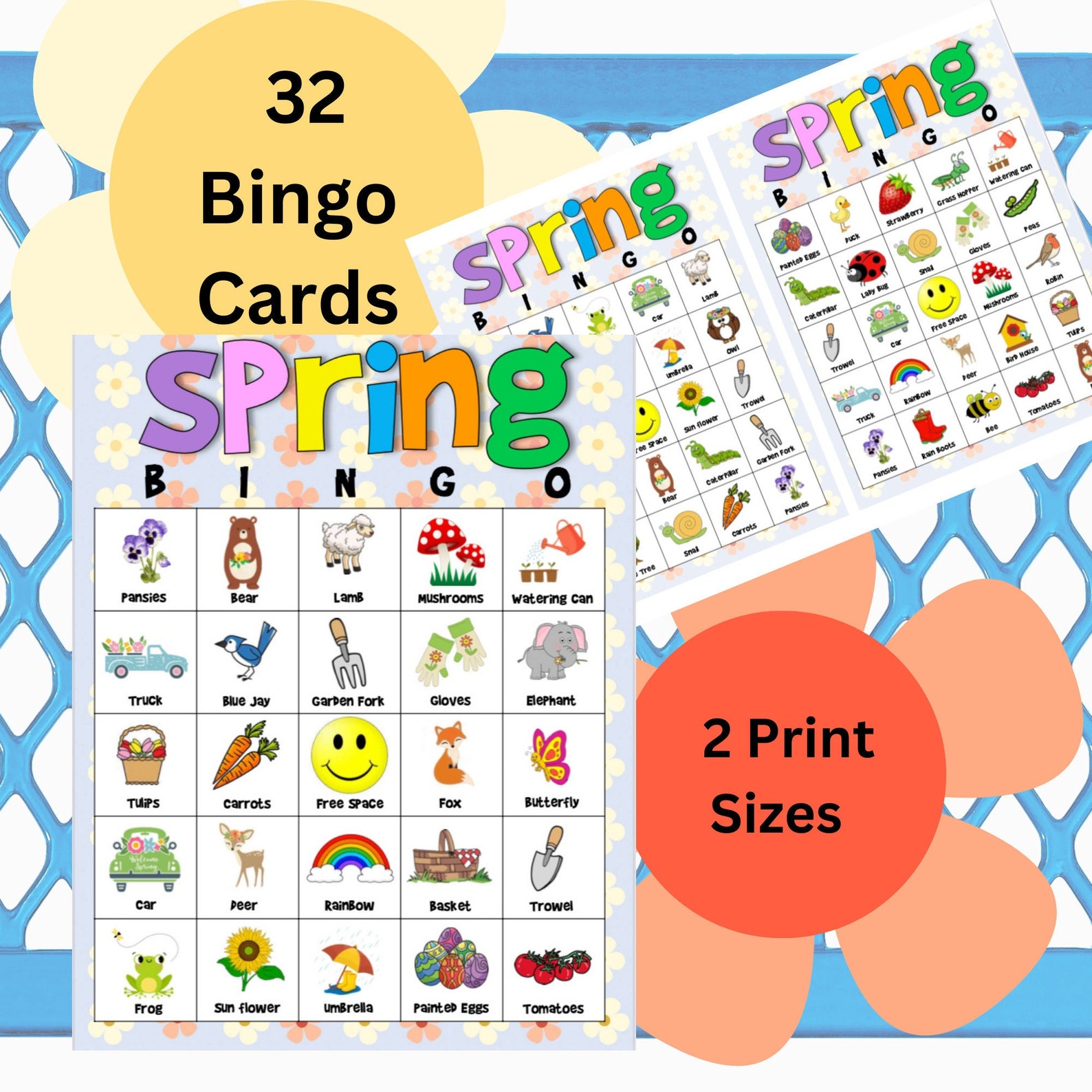 Spring Bingo Game - 32 Card - Print From Digital Download - Etsy