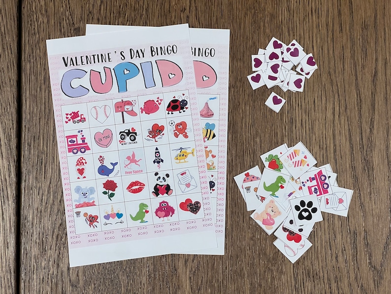 32 Valentine's Day Bingo Game - Cupid Bingo - Printable Bingo Cards ...