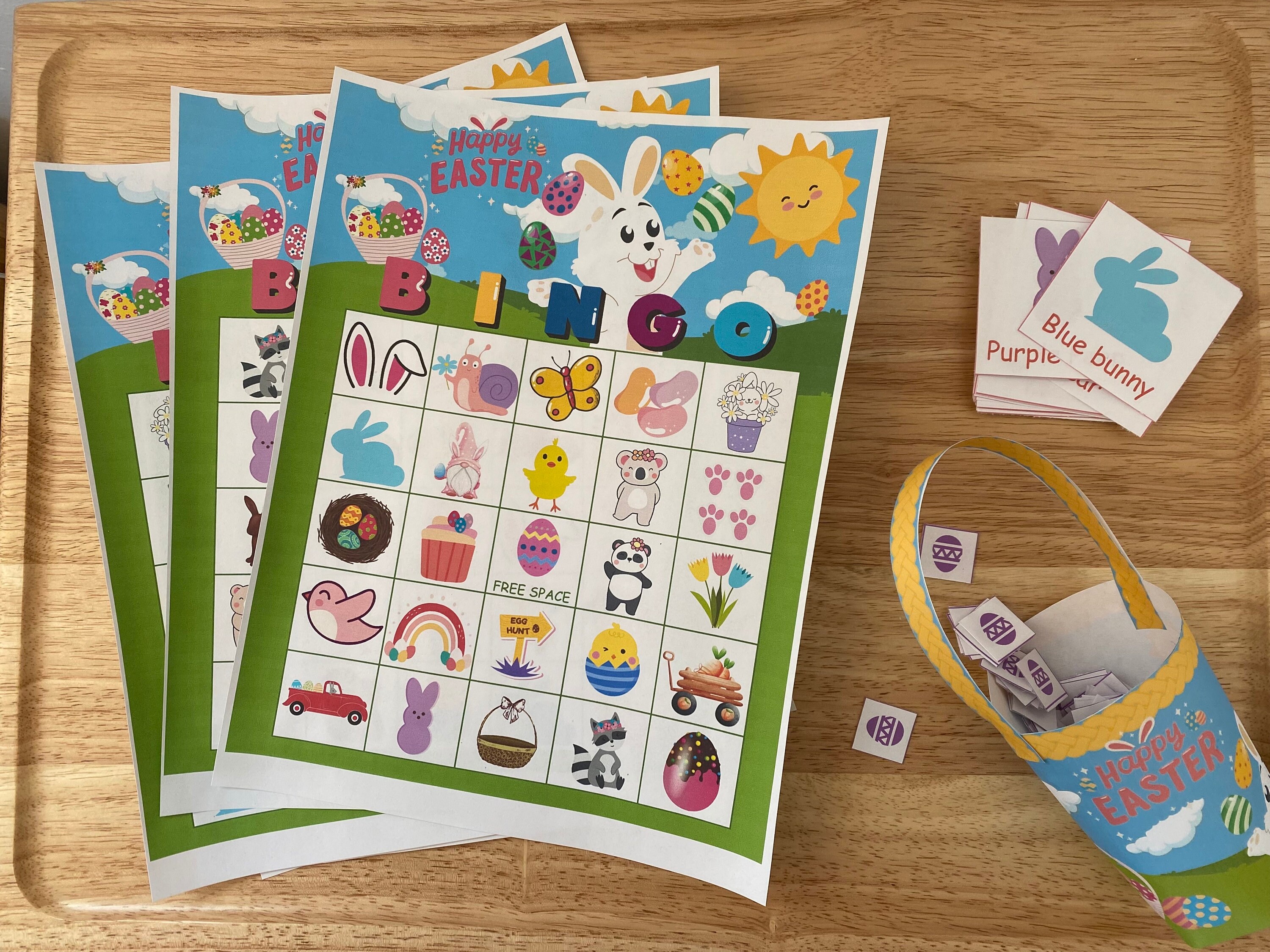 Easter Bingo - Printable - 30 Bingo Cards - BONUS Paper Easter Basket ...
