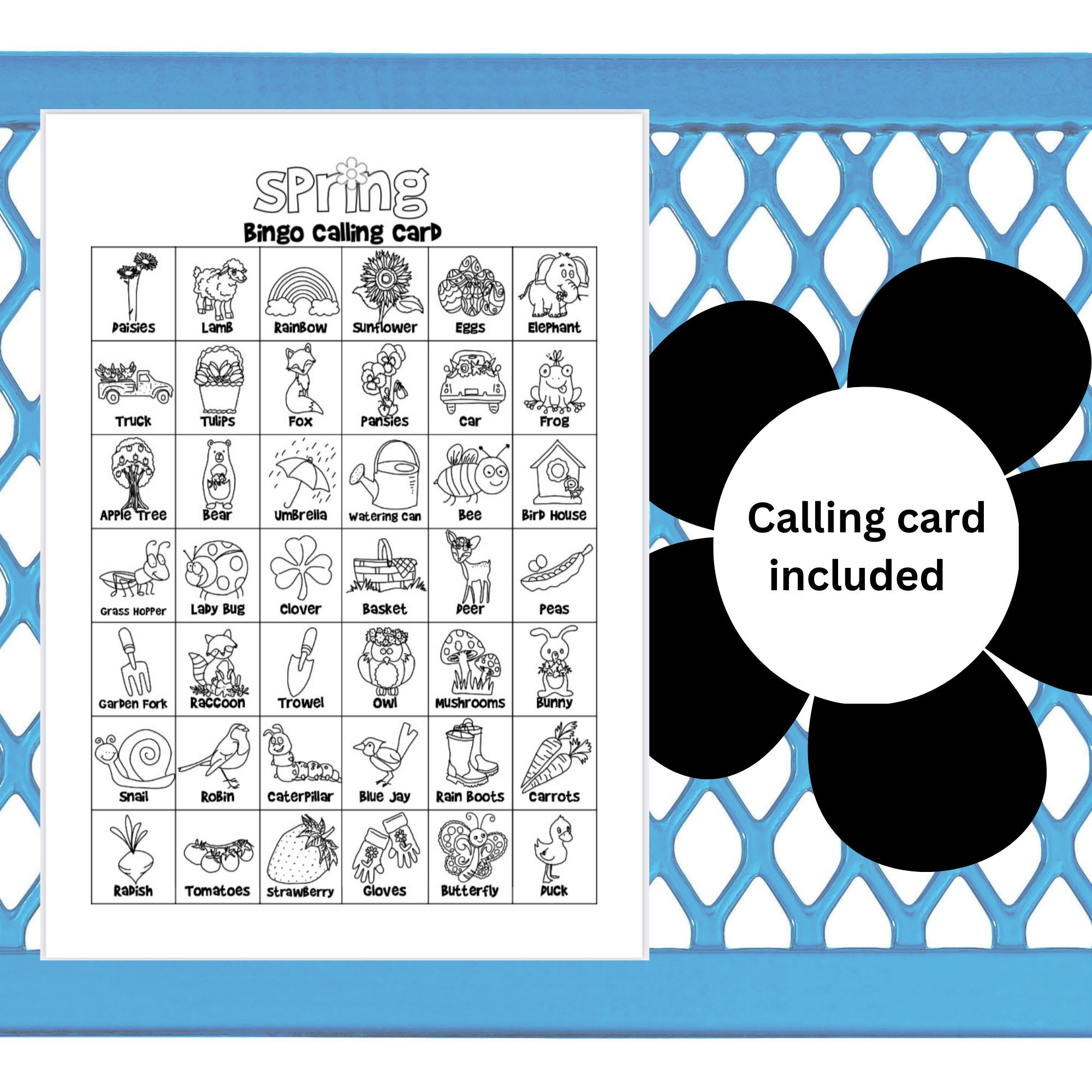 Spring Bingo Game - 32 Card - Coloring Printable Bingo Cards - Etsy