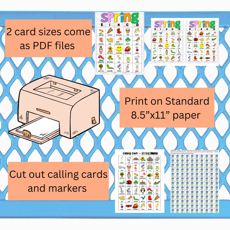 Spring Bingo Game - 32 Card - Print From Digital Download - Etsy