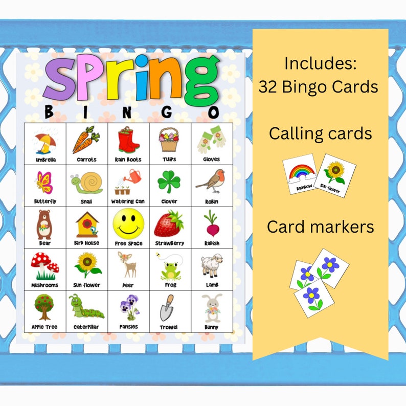 Spring Bingo Game - 32 Card - Print From Digital Download - Etsy