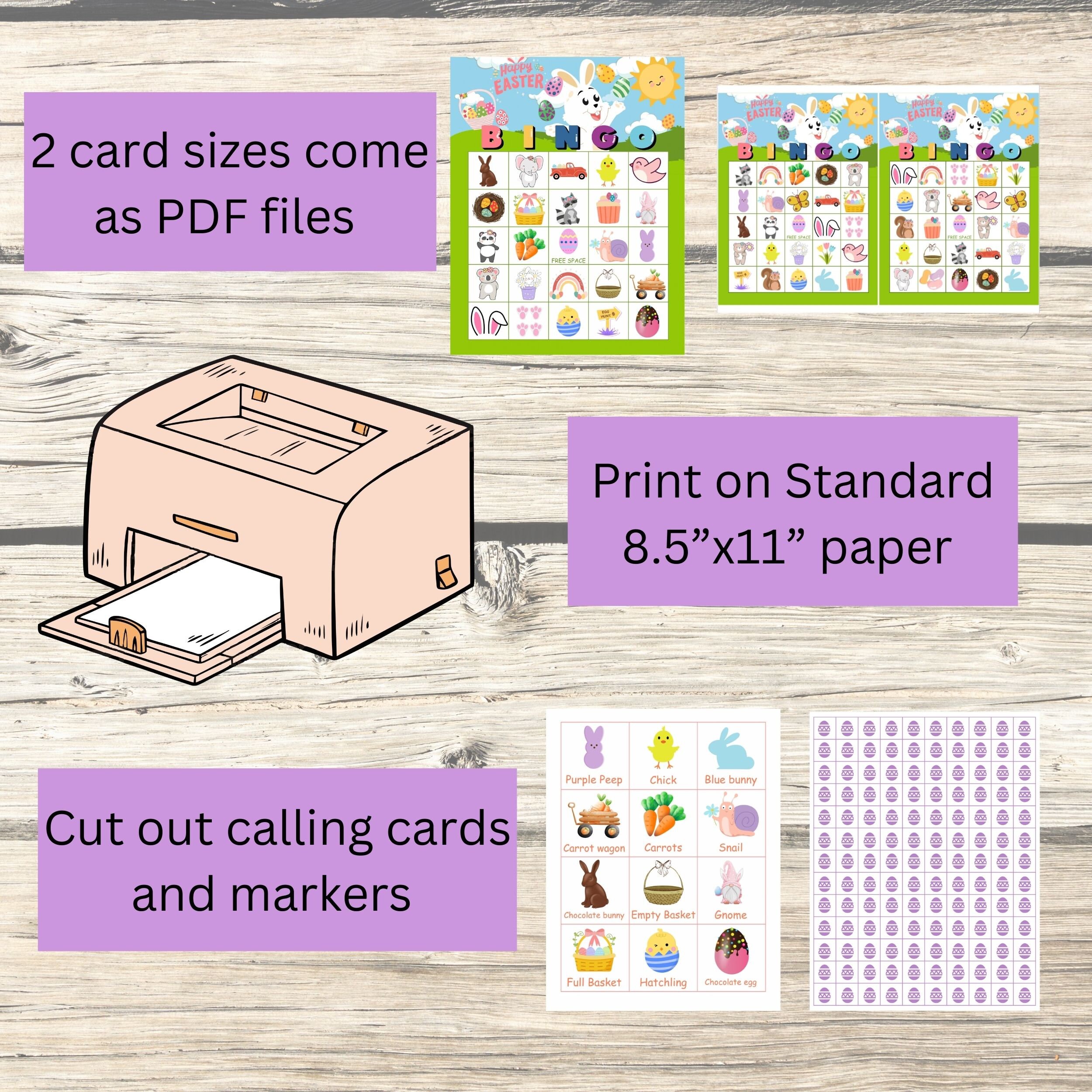 Easter Bingo - Printable - 30 Bingo Cards - BONUS Paper Easter Basket ...