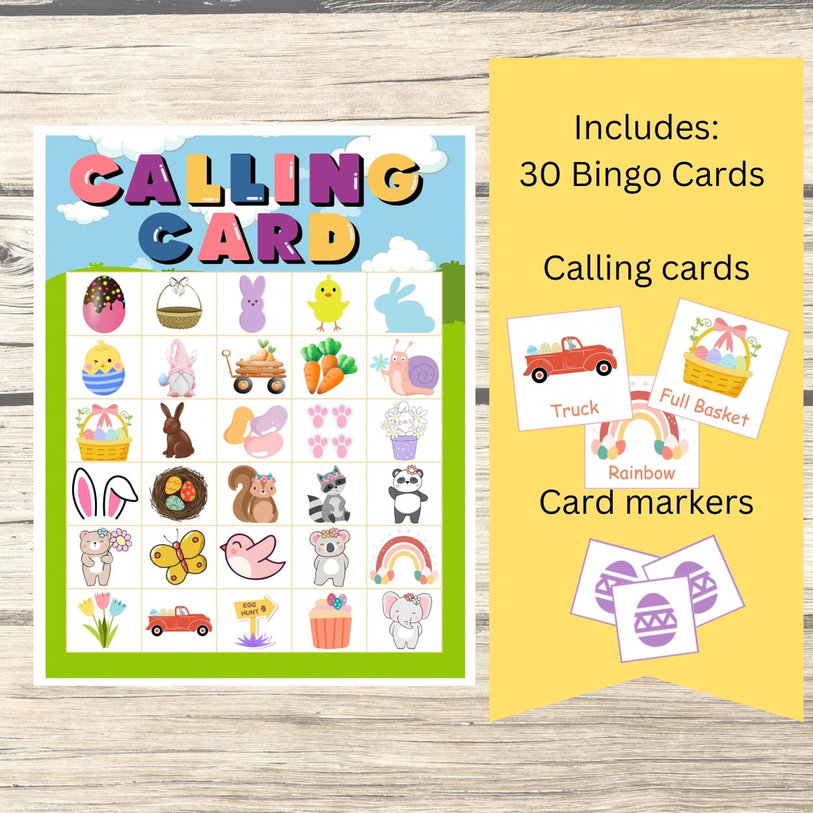 Easter Bingo - Printable - 30 Bingo Cards - BONUS Paper Easter Basket ...