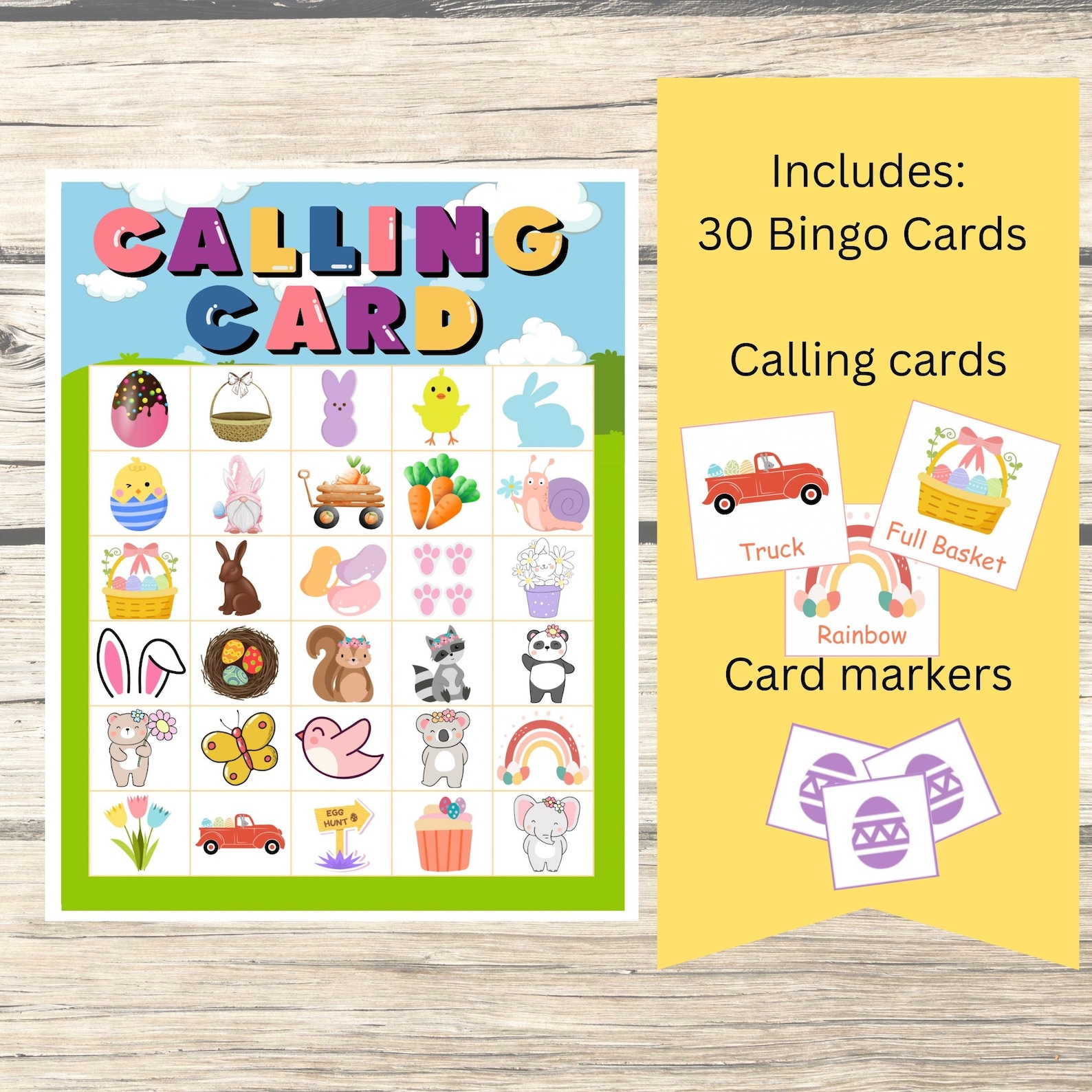 Easter Bingo - Printable - 30 Bingo Cards - BONUS Paper Easter Basket ...