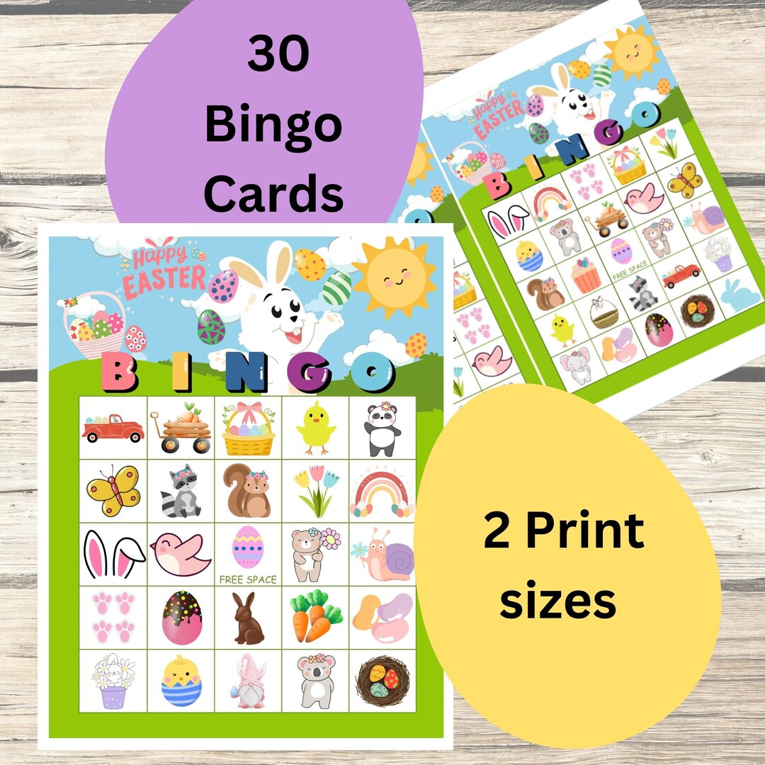 Easter Bingo - Printable - 30 Bingo Cards - BONUS Paper Easter Basket ...
