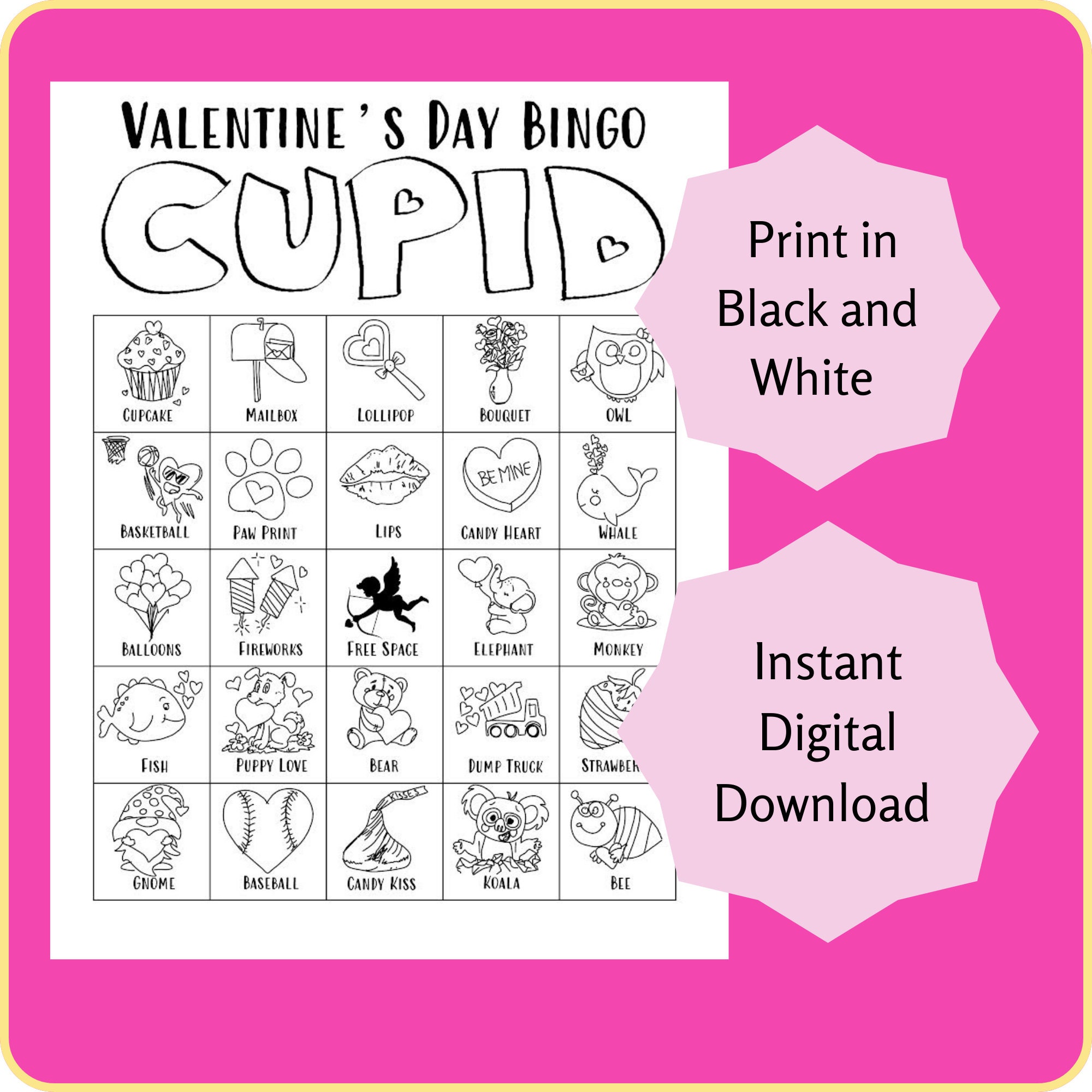 Color Me Valentine Bingo 32 Cards Images and Description - Etsy
