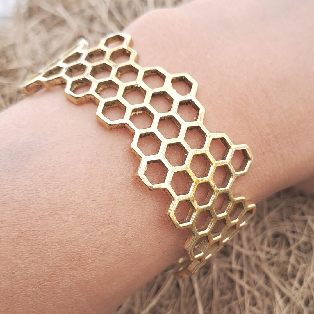 Honeycomb Design Multi-line Handcuff Bracelet, Bracelet for Women ...