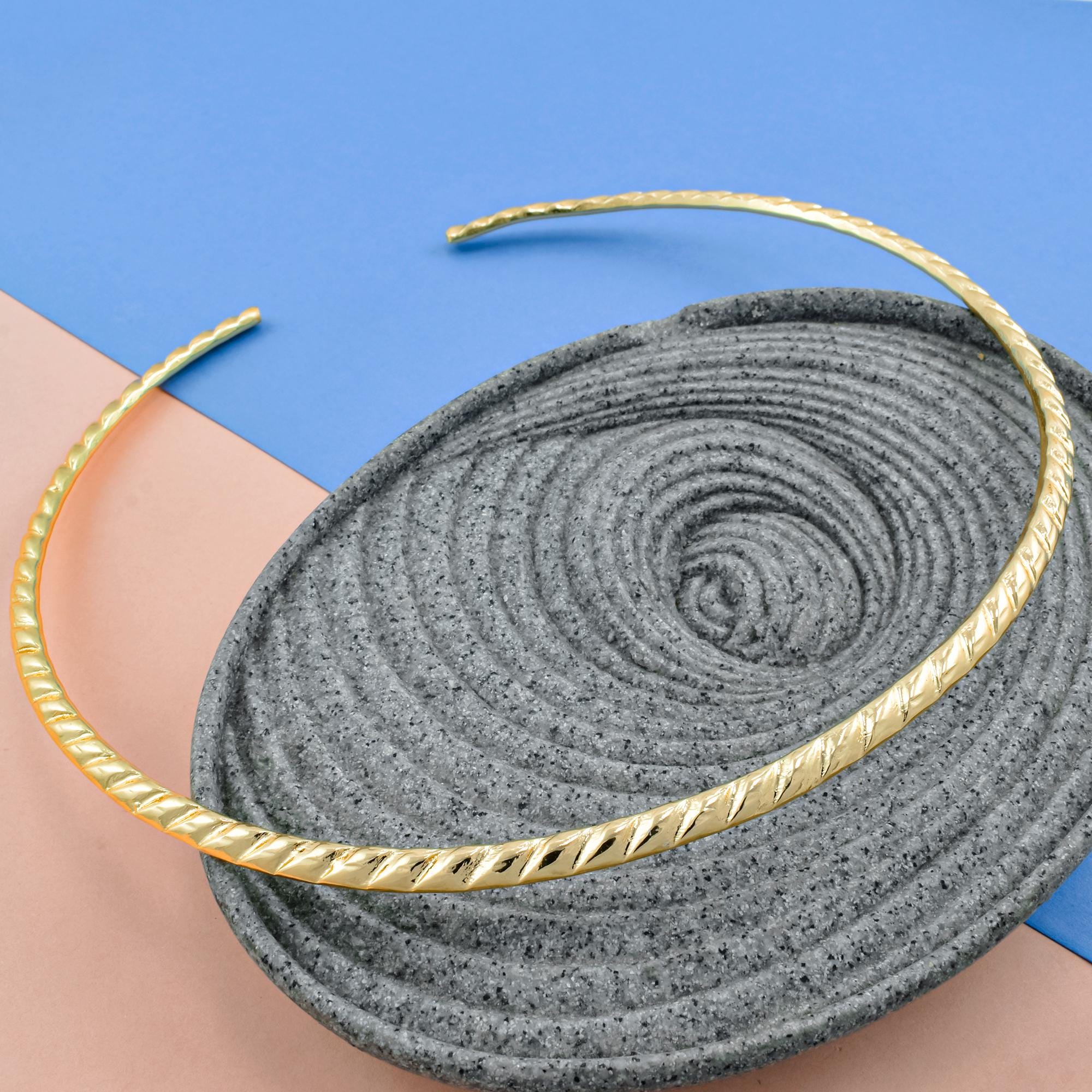 Simple Design Choker Solid Brass Metal Gold Plated Waterproof Jewelry ...