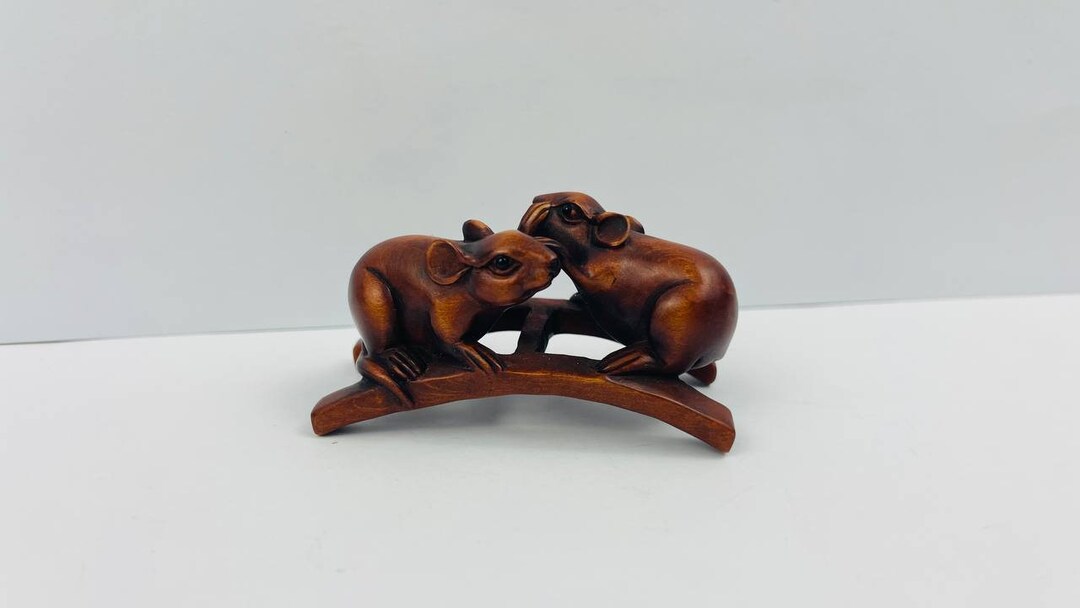 Asian Netsuke Handmade Two Mice - Etsy