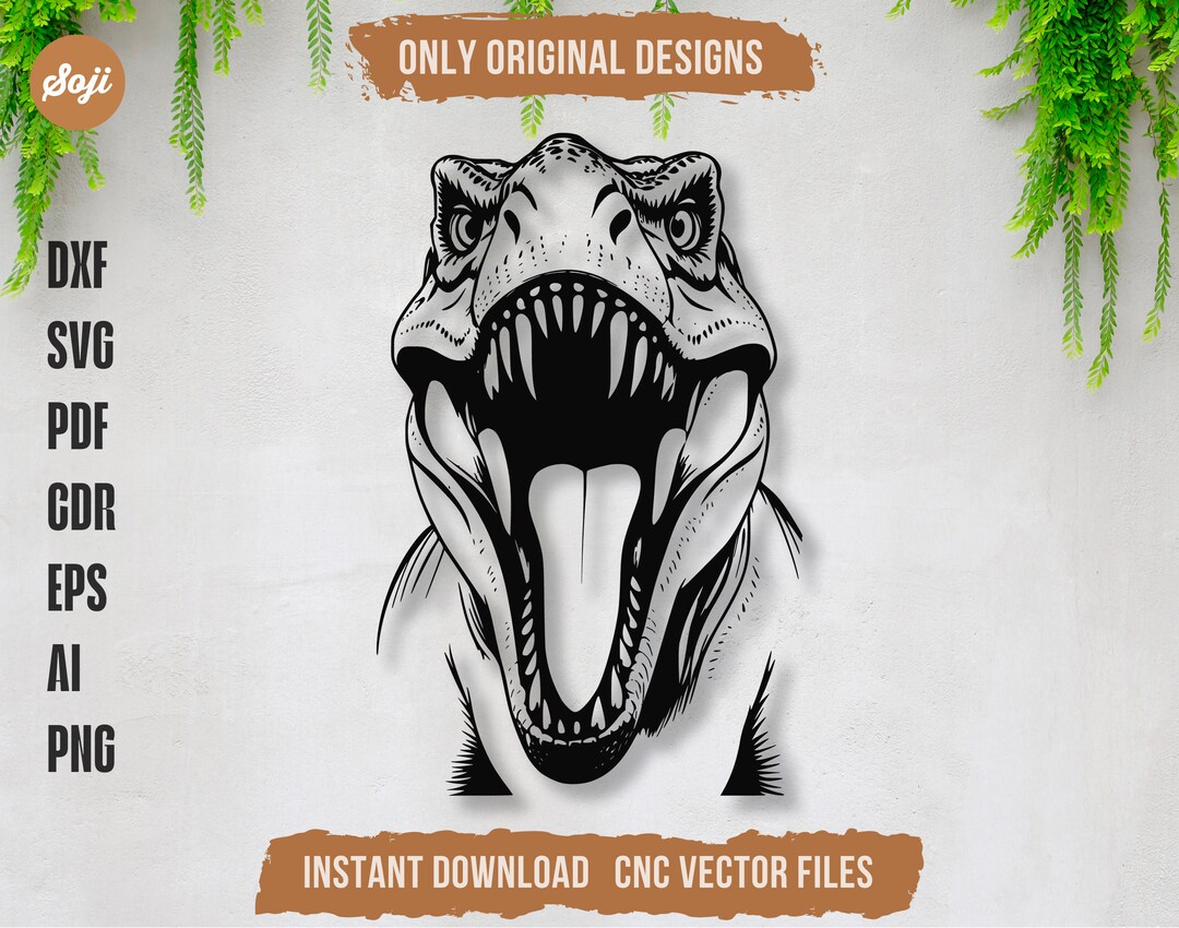 Dinosaur Svg Digital Prints Trex Dxf File T Rex Svg Cnc Router Files ...