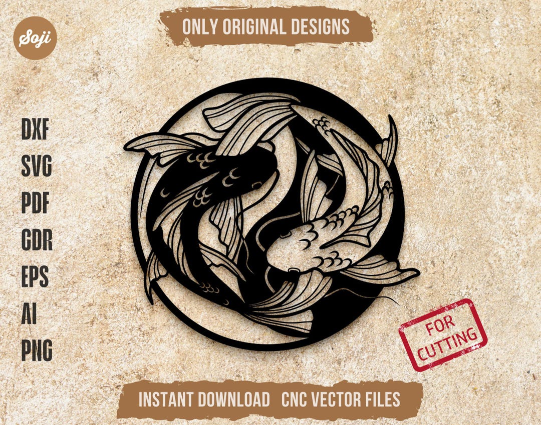 Koi Fish Svg – Laser Cut Dxf Cdr Vector File for CNC, Cricut, Glowforge ...
