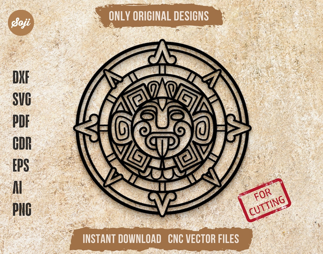 Aztec Medallion SVG Laser Cut Dxf Cdr Vector File for Cnc, Cricut ...