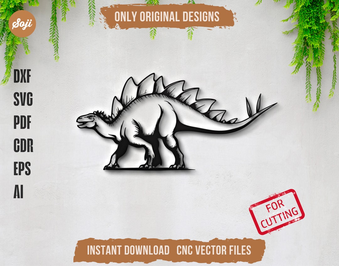 Dinosaur Svg Laser Cut Files Dxf File for Laser Stegosaurus Cricut Svg ...
