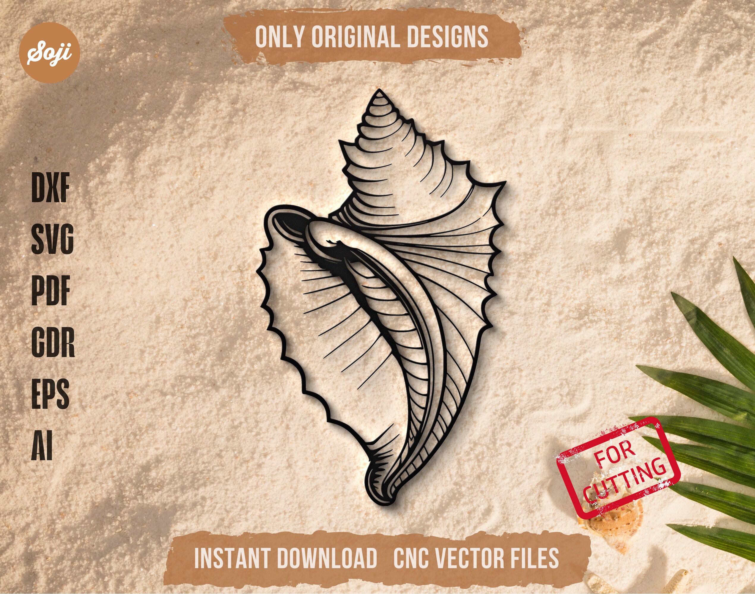 Sea Shell Svg Laser Cut Files Dxf File for Plasma Seashells Cricut Svg ...