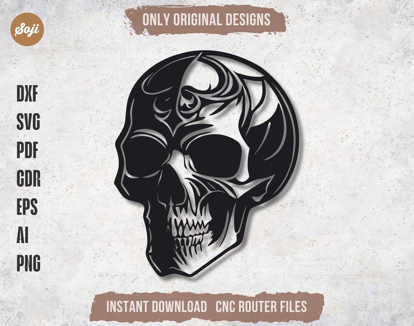Skull Svg Laser Cut Files Dxf File for Laser Cricut Svg Files Cnc ...