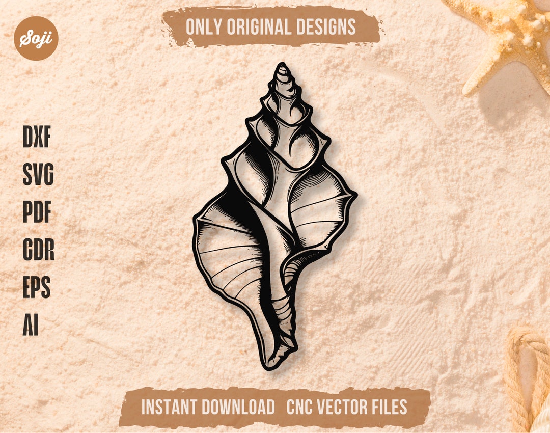 Sea Shell Svg Digital Prints Seashells Dxf File Cnc Router Files for ...