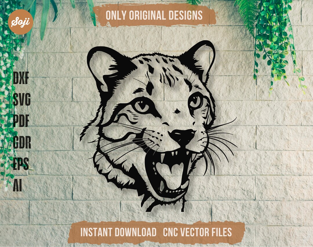 Cheetah Head Svg Digital Prints Wildcats Dxf File Leopard Face Svg Cnc ...
