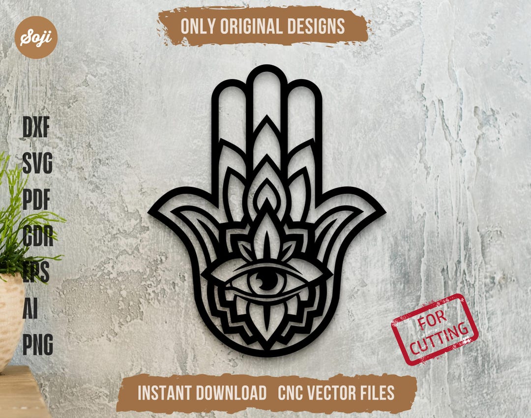 Hamsa Svg Laser Cut Files Mandala Svg Dxf File for Laser Hamsa Hand ...