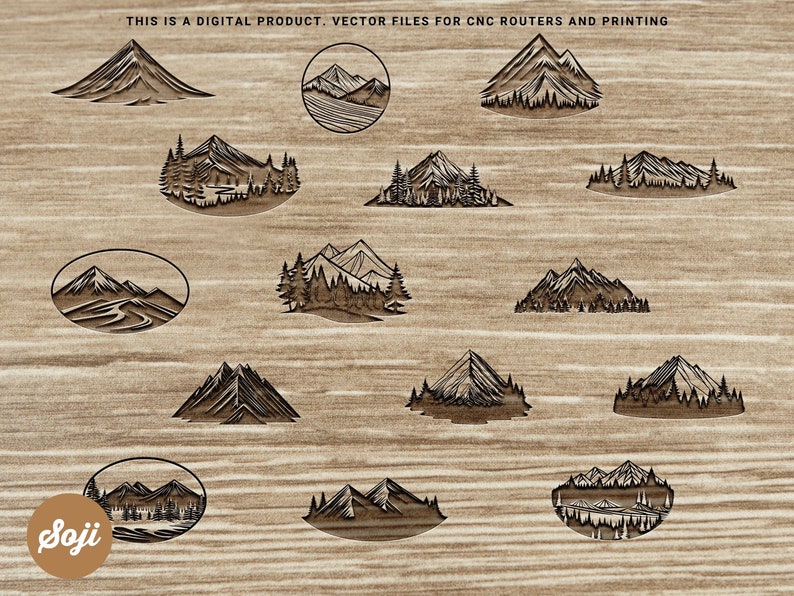 Mountain Svg Bundle Laser Cut Files Mountains Dxf File Cricut Files Cnc ...