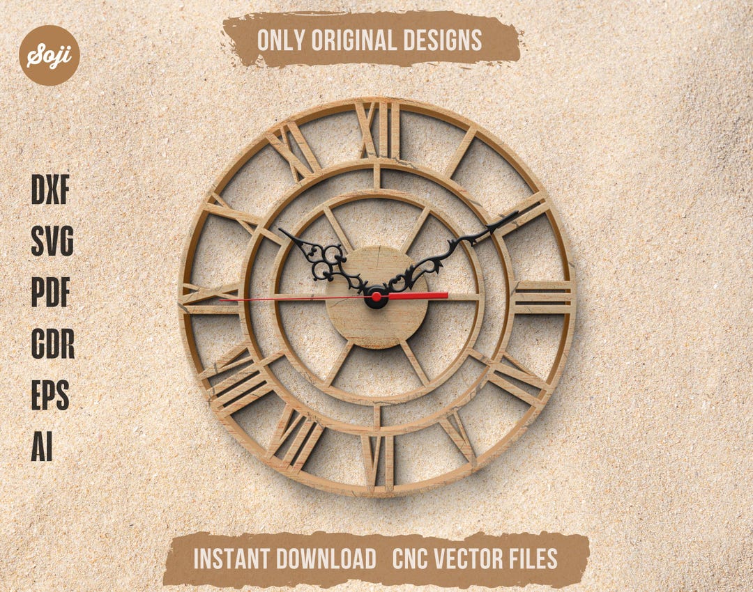 Wall Clock SVG, Dxf Files for Cnc, Clock Face Svg, Classic Roman Wall ...