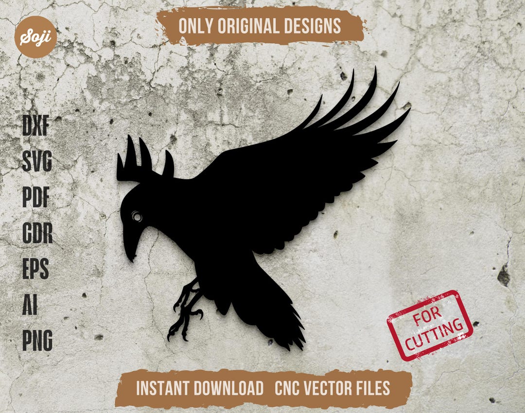Flying Raven Svg – Laser Cut Dxf Cdr Vector File for CNC, Cricut ...