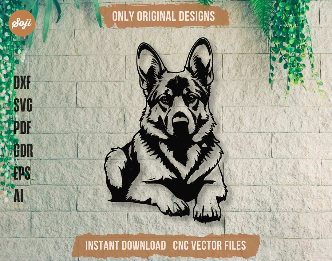 Dog Svg German Shepherd Dxf File Digital Prints Cnc Router Files for ...