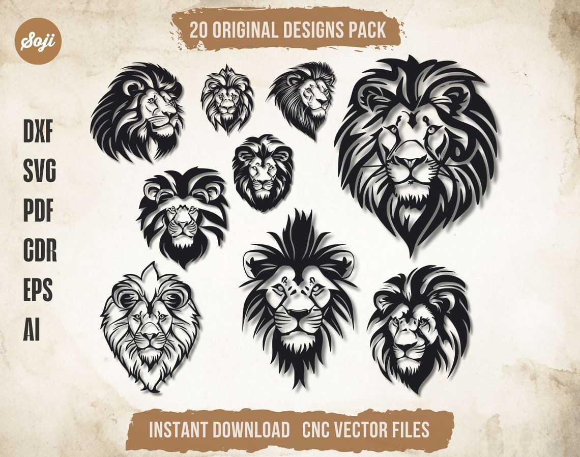 Lion Head Svg Bundle Digital Prints Lion King Dxf File Animal Svg ...