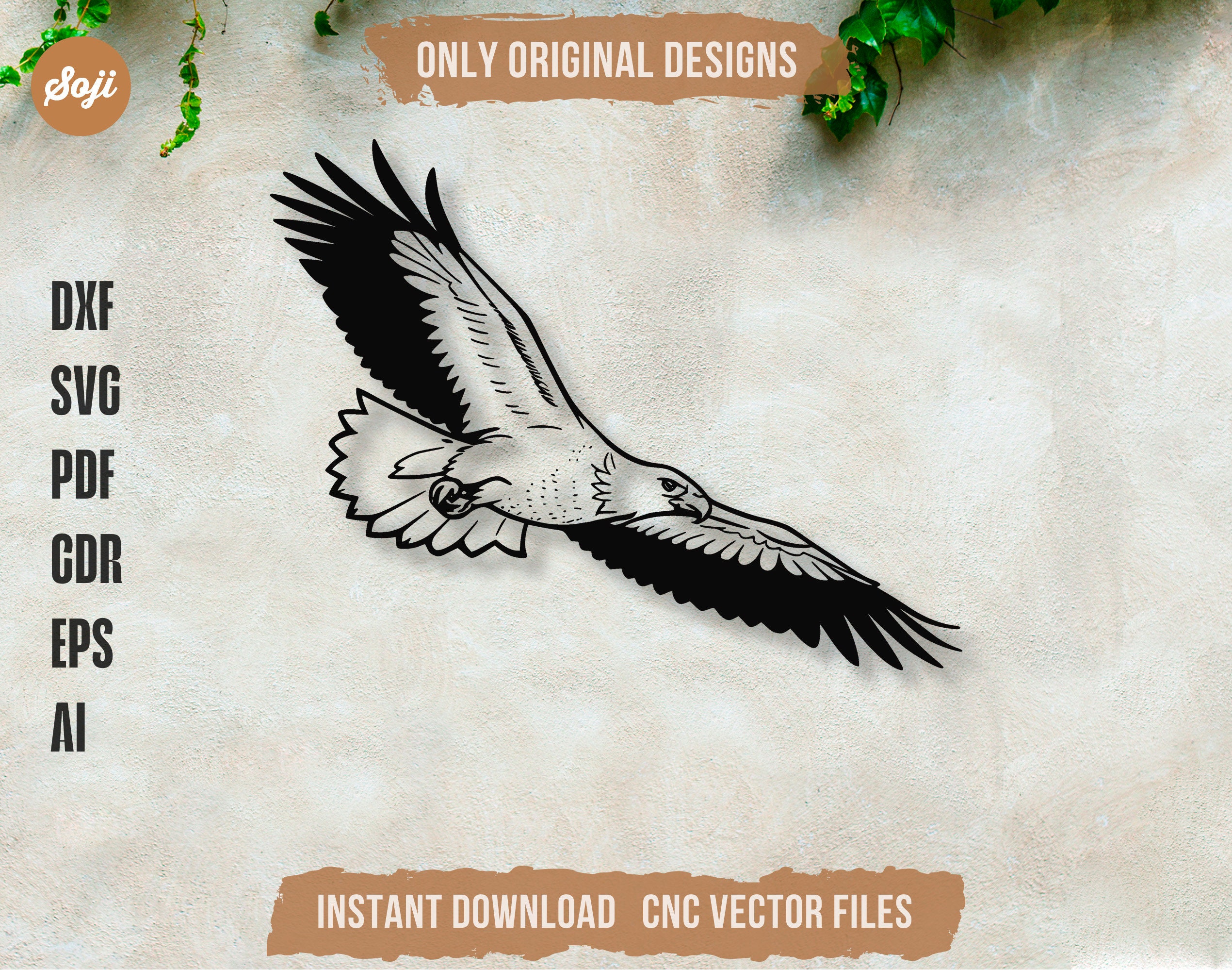 Eagle Svg Digital Prints Hawk Dxf File Cnc Router Files for Engraving ...