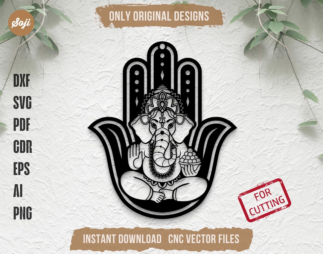 Hamsa Svg Laser Cut Files Mandala Svg Dxf File for Laser Ganesha Cricut ...