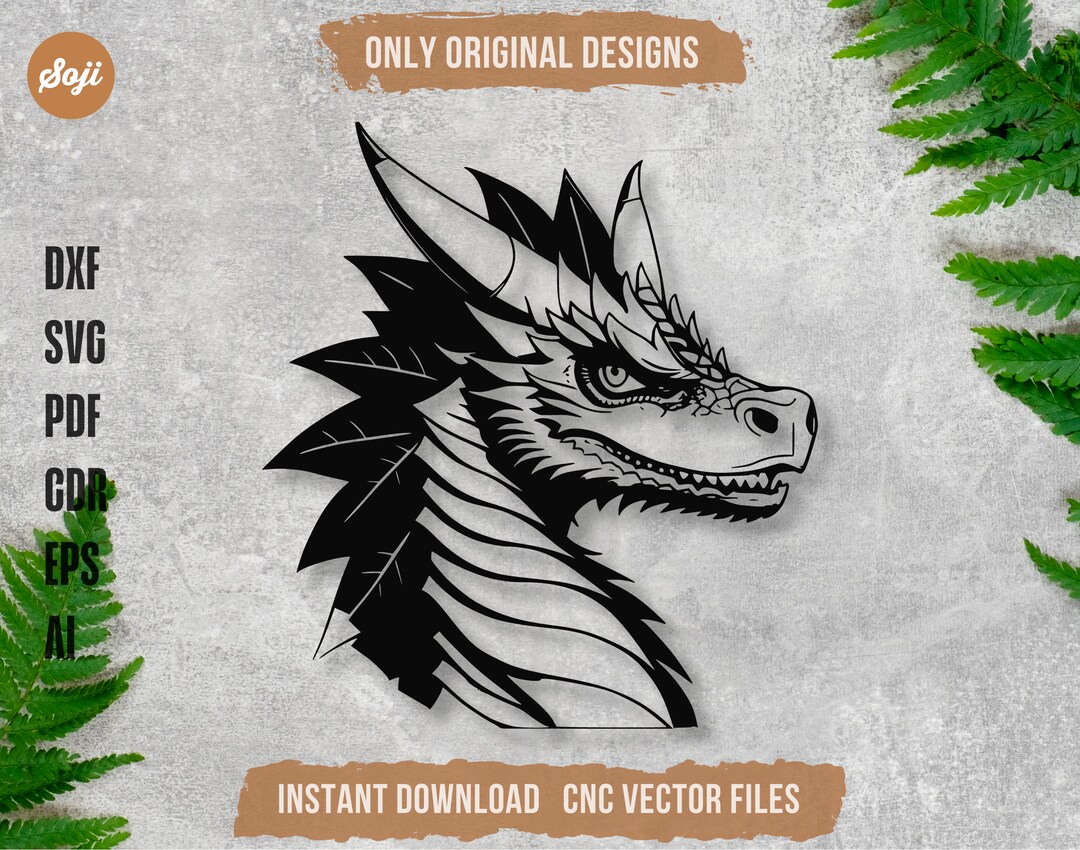 Dragon Svg Digital Prints Dragons Dxf File Dragon Head Svg Cnc Router ...